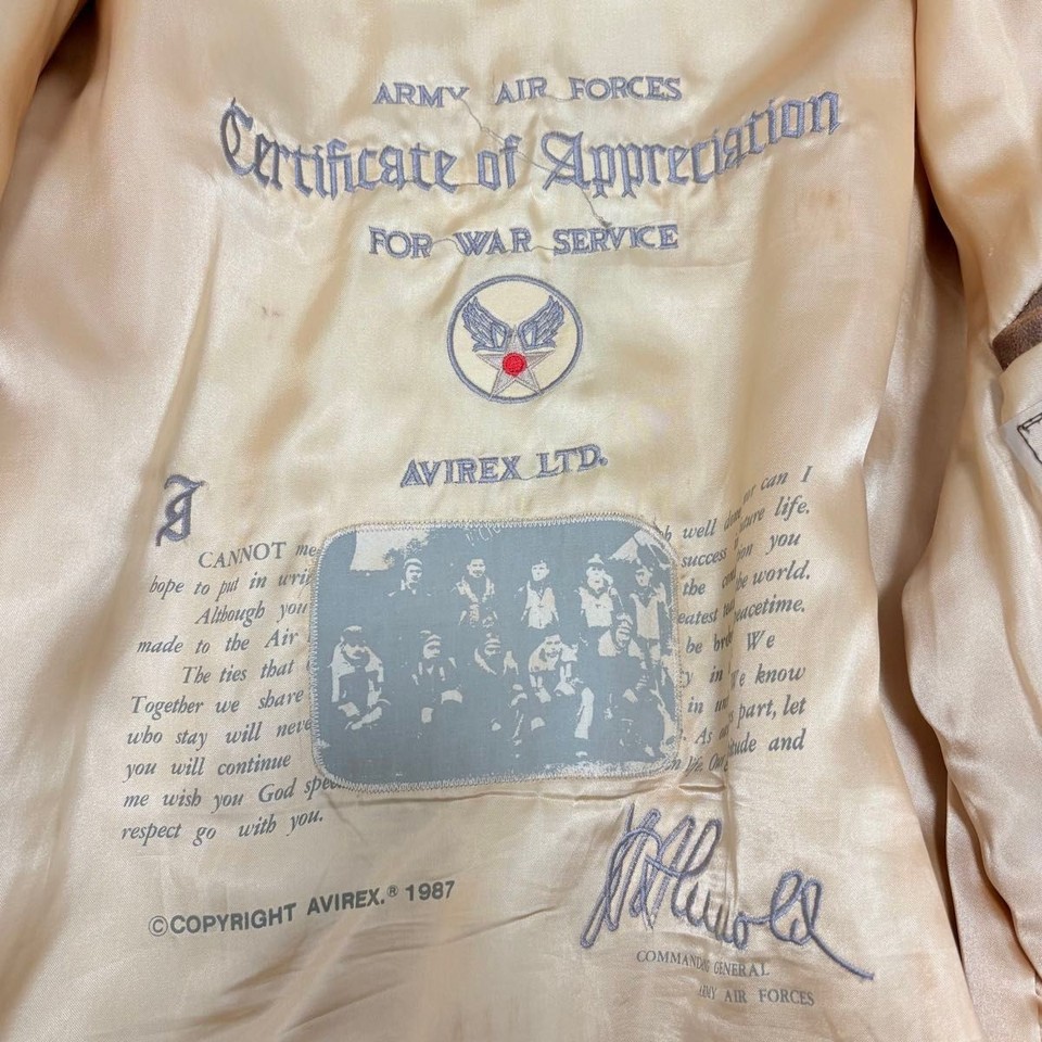 Rare chest tag AVIREX flight jacket G 1 A 2 Top Gun XL AVIREX genuine ...