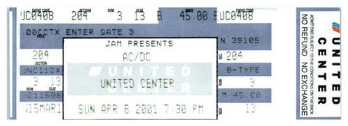 AC/DC Concert Ticket Stub April 8 2001 Chicago Illinois | eBay