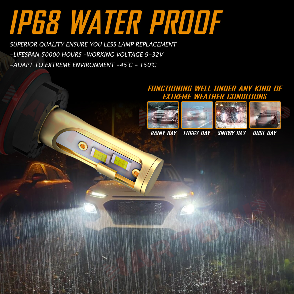 Pair 2-sides 9007 LED Headlight Bulbs Kit 6000K White High Low Beam ...