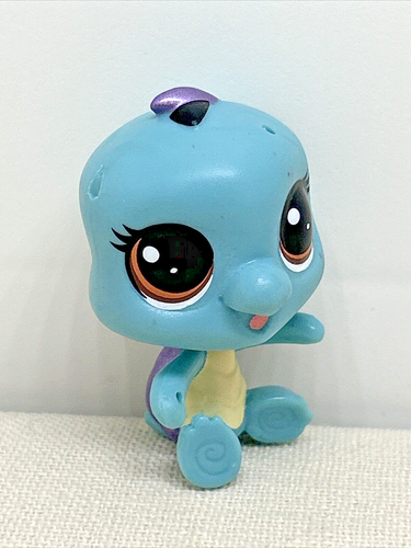 Littlest Pet Shop Teal Blue Turtle #305 LPS Purple Shell Mini Play Toy ...