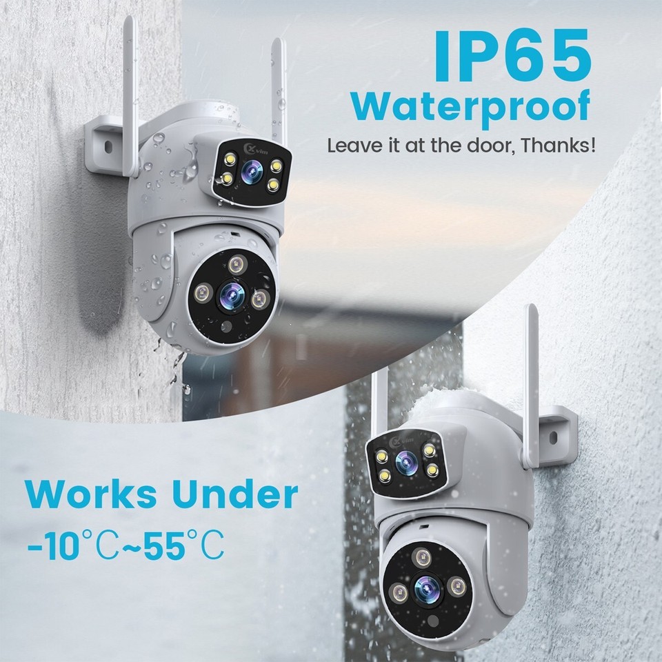 2Pcs 8MP Wifi IP Camera Outdoor Dual Lens Wireless Security Camera ...