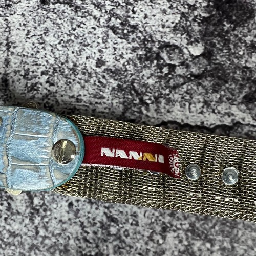 Nanni Metal / Leather Belt Made in Italy Silver / Blue Size - 90/36 | eBay