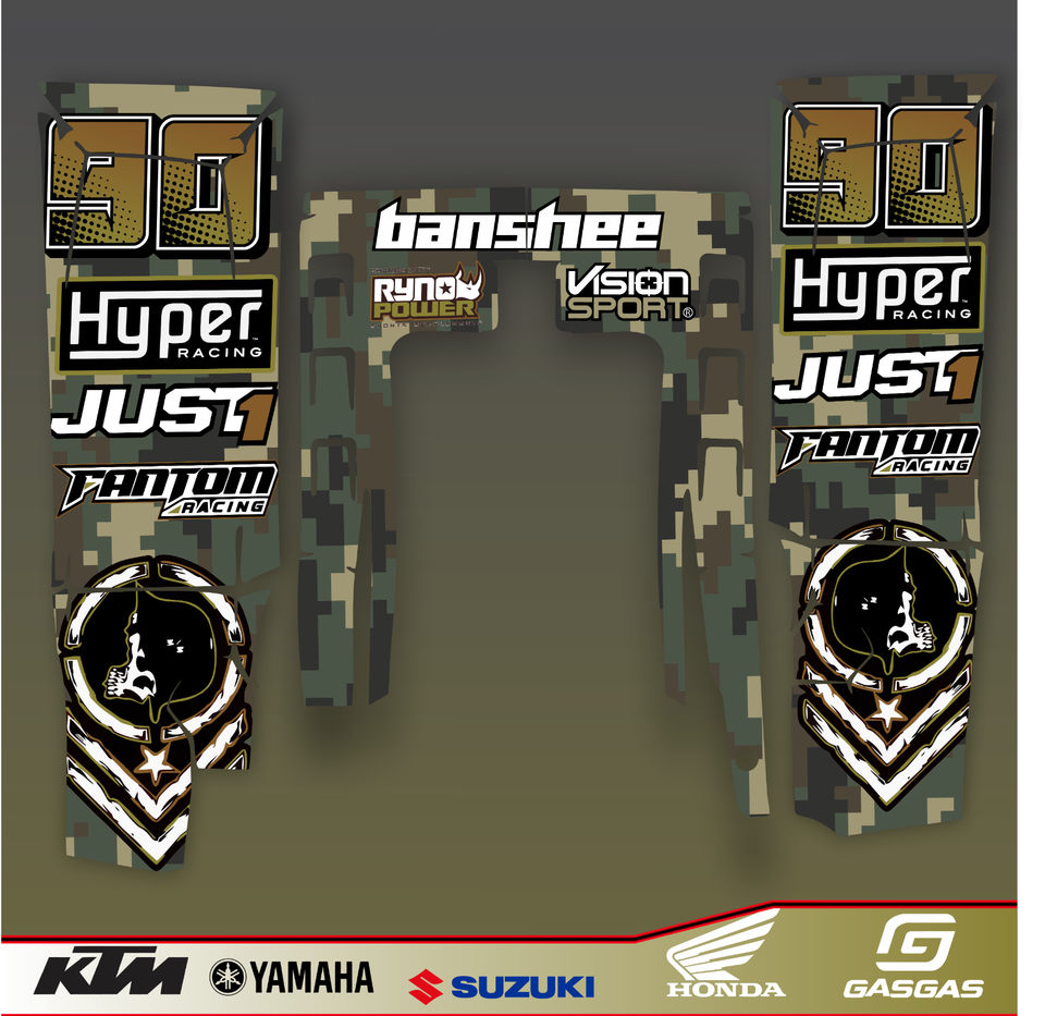 Yamaha Banshee 350 ATV Military Camo Fantom Race Worx Graphics Kit ...