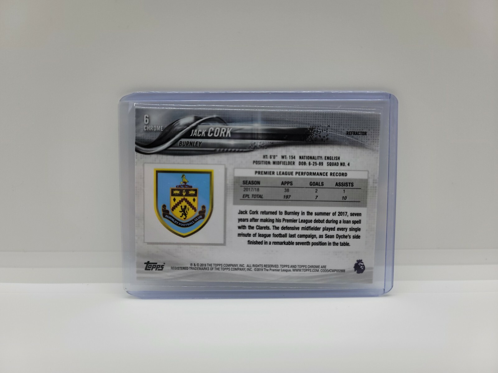 2018-19 Topps Chrome Premier League - Jack Cork #6 Refractor for sale ...