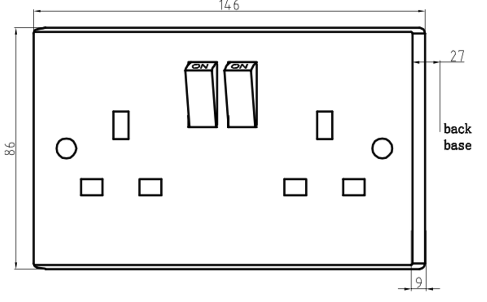 Double Electric Mains Wall Socket Twin 2 Gang Plug Outlet Switched ...