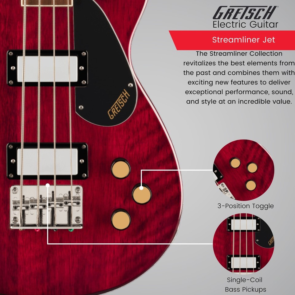 Gretsch Streamliner Jet Club Single Cut 4 String Bass (Walnut Stain) | eBay