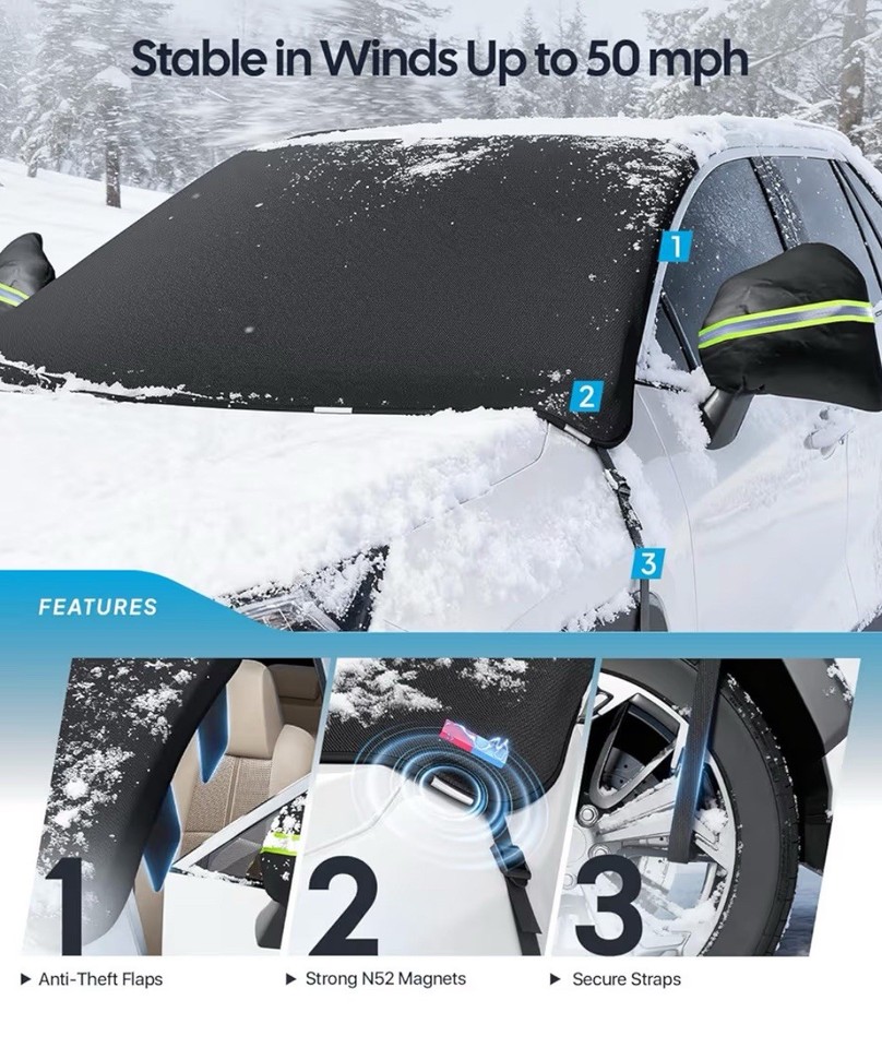 Car Windshield Cover for Ice Snow Winter Frost Heavy Magnetic AntiHail ...