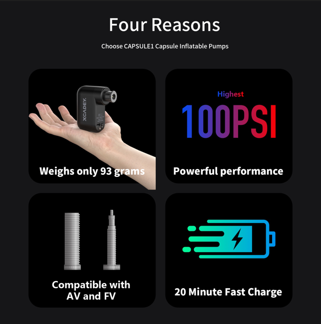Xcadey CAPSULE 1 P20 Mini Electric Cycling Tire Inflator Air Pump ...