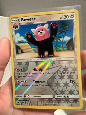 1x Bewear 111/147 Burning Shadows Rare Reverse Holo Pokemon Card NM ...