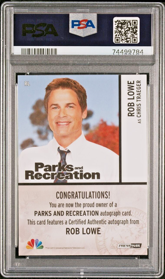 2013 Press Pass Parks & Recreation Rob Lowe Gold Auto/Autograph /95 PSA ...