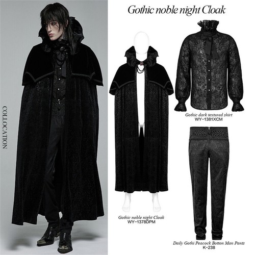Punk Rave Gothic Noble Night Cloak Dark Cloak Long Vampire Coatfor Men ...