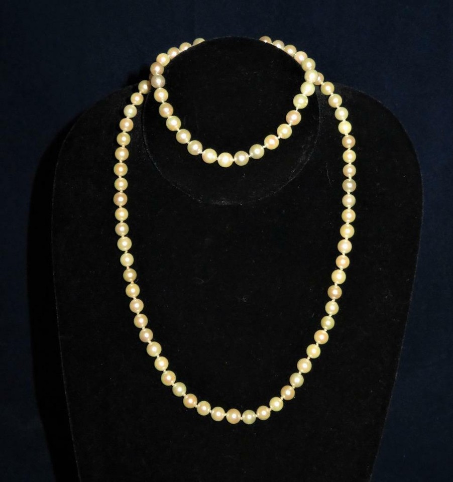 Princess Cultured 5mm Pearl 16" Necklace & 8" Bracelet Set with 10k ...