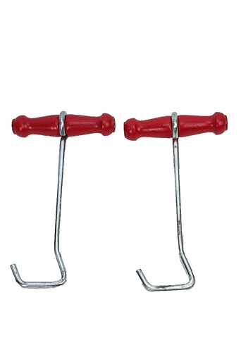 Vintage Red Wooden Handle Sturdy Metal Boot Strap Hook Puller 7" Long ...