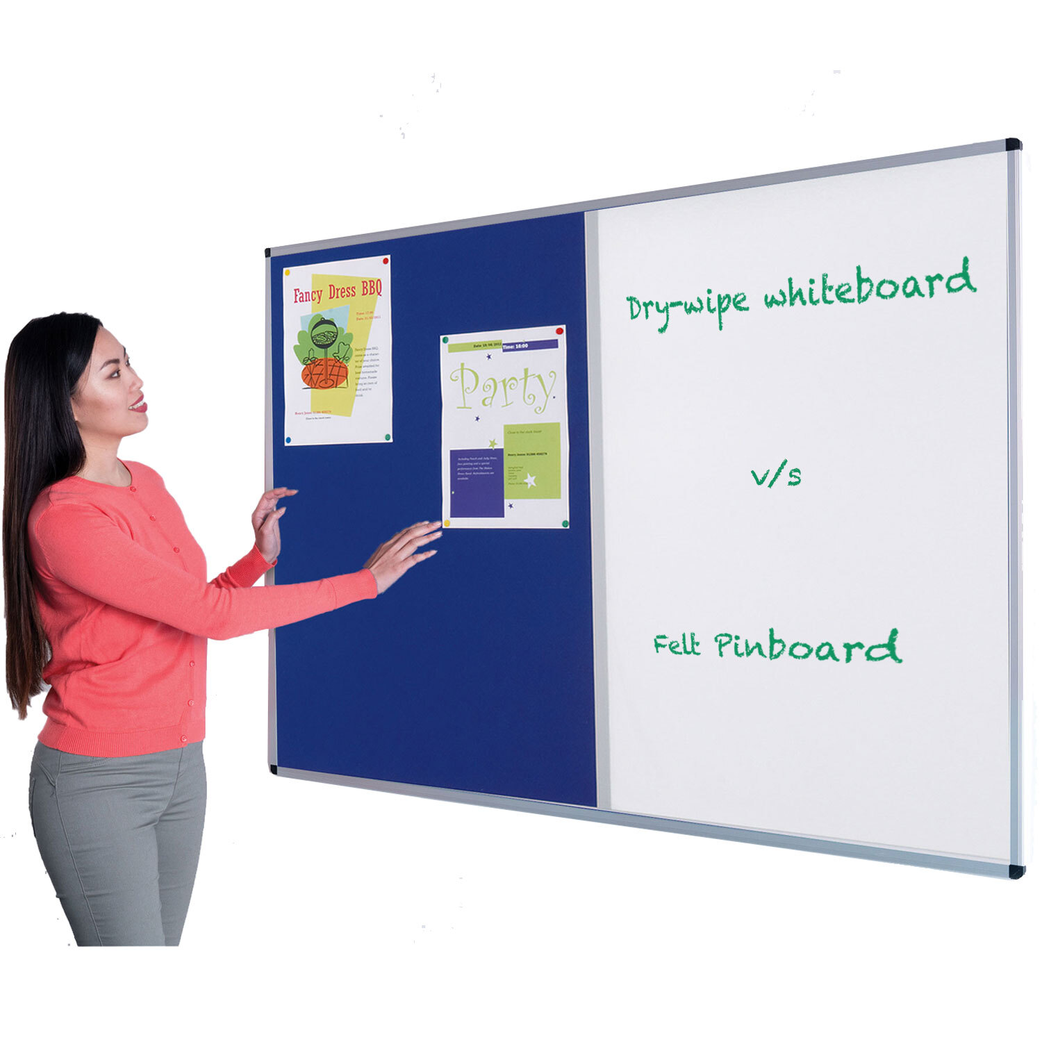 Wonderwall Aluminium Framed Dual Noticeboard/Whiteboard Pinboard ...