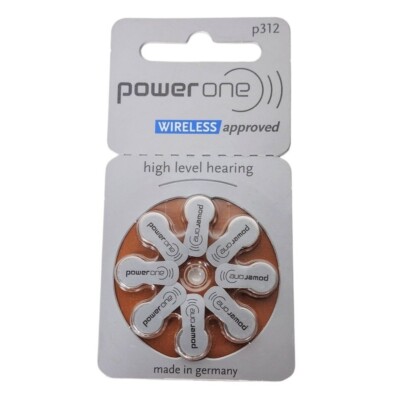 PowerOne Approved High-Level P312 Wireless Hearing Aid Batteries 8 ...