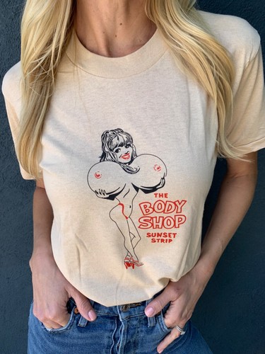 80s VINTAGE THE BODY SHOP SUNSET HOLLYWOOD STRIP CLUB T-SHIRT SZ S LOS ...
