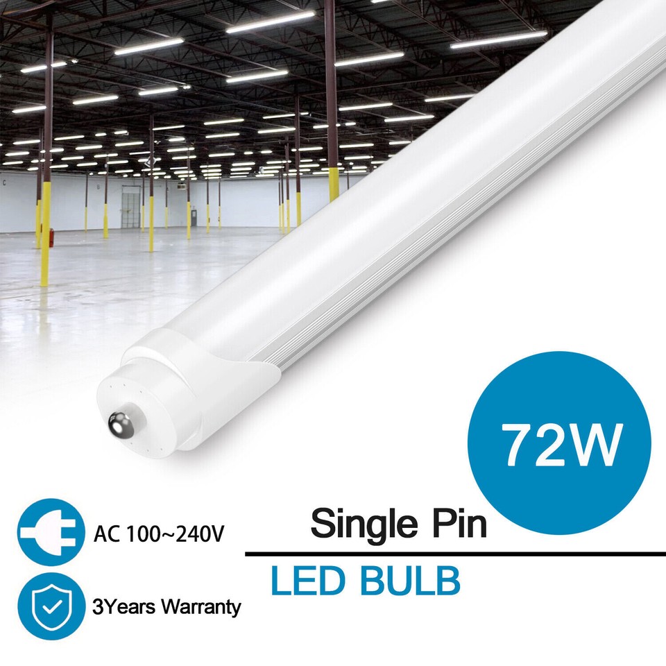 T8 8FT LED Shop Light Bulbs Single Pin 6500K Garage FA8 LED Tube Lights ...