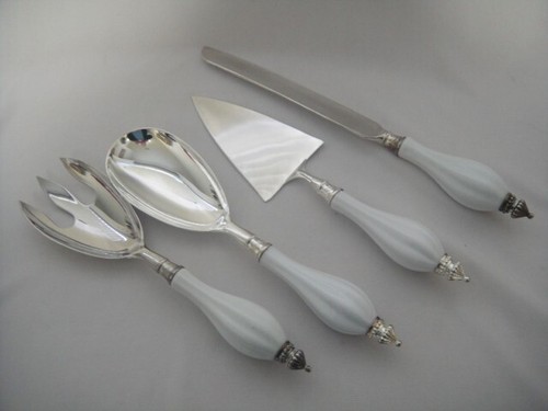 Godinger Co. 4-Pc Hostess Serving Set ~ Silver Plated + White Porcelain ...