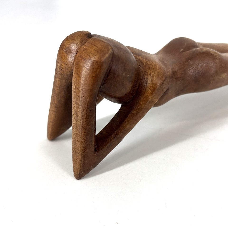 Monkey Pod Wood Carved Statue Yoga Pose Meditation Sculpture Decoration ...