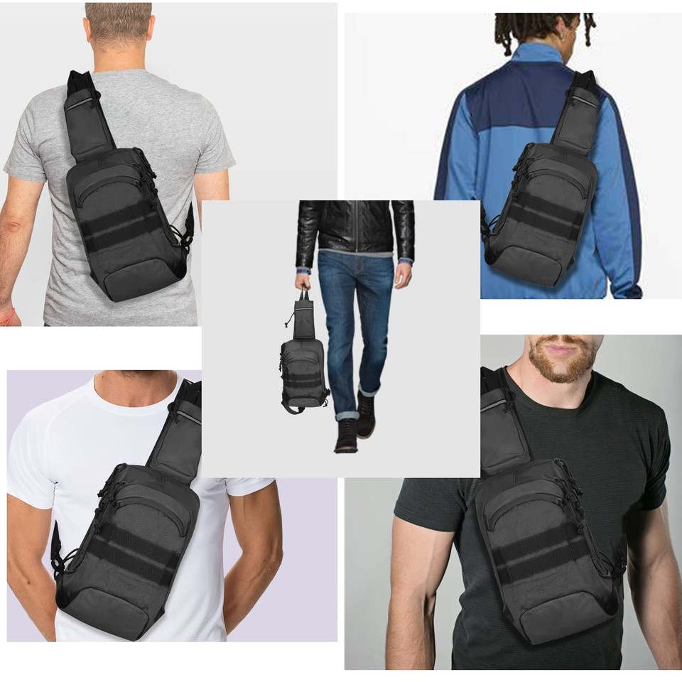 Tactical Sling Chest Bag EDC Shoulder Pack Universl Dual Holster CCW ...