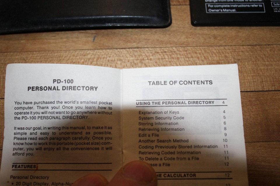 Worlds Smallest Pocket Computer PD-100 Personal Directory SelecTronics ...