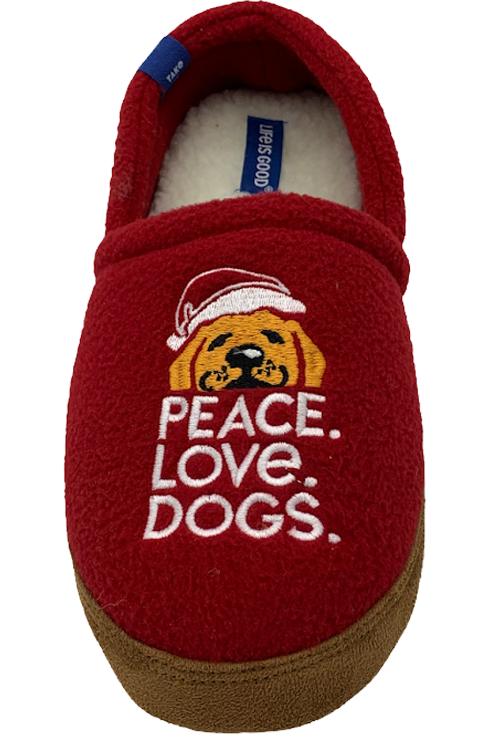 Life is Good Fleece Graphic Slippers Cranberry/Dog | eBay