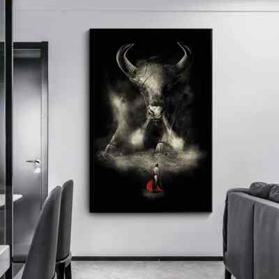 Bullfighter Art Canvas Mural Art Animal Bull Canvas Poster Print Canvas ...