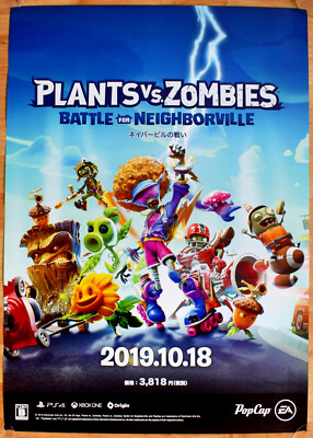 Plants Vs. Zombies RARE PS4 XBOX ONE 51.5cm x 73cm Japanese Promotional ...