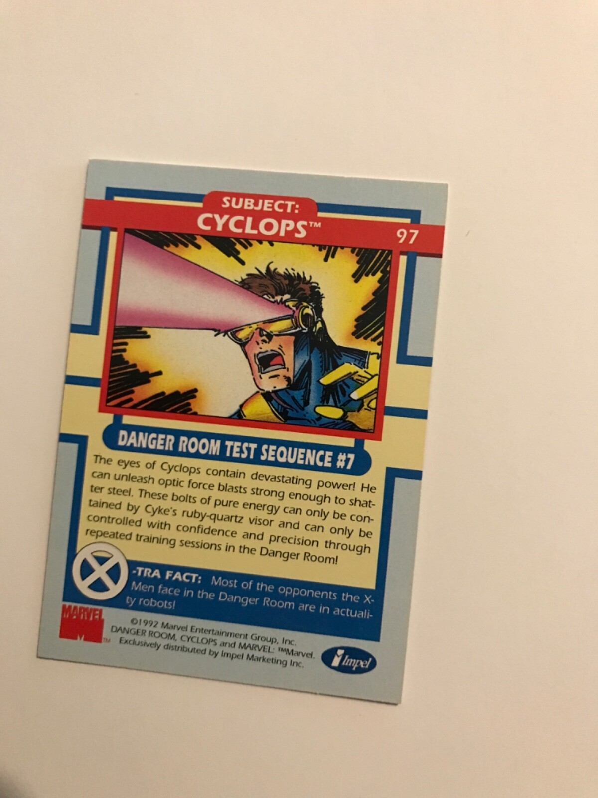 CYCLOPS #97 : X-Men Series 1 Marvel card; 1992 Impel; High Grade NM/M ...