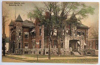 NY Postcard Batavia New York Genesee County Jail building Albertype ...