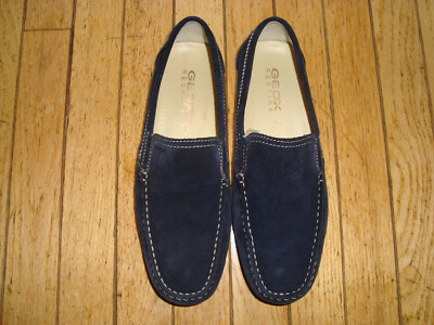 GEOX RESPIRA LADIES NAVY BLUE SUEDE FLAT DRIVING SHOES SIZE 39 M WORN ...