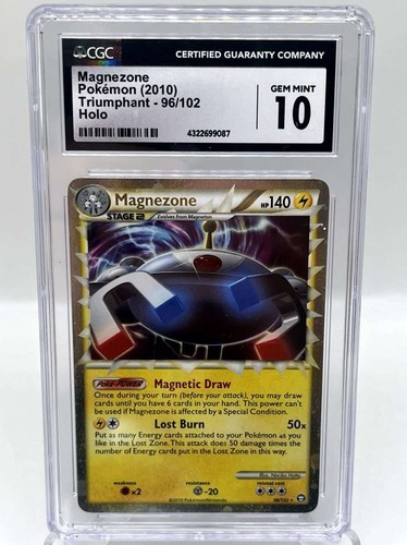 Magnezone Prime 96/102 HGSS Triumphant Holo Ultra Rare Pokemon Card CGC ...