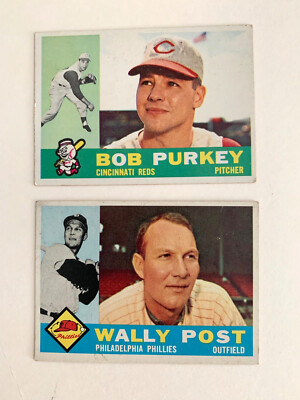 1960 Topps Bob Purkey & Wally Post Baseball Card Set Condition Varies ...