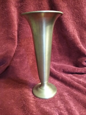 Vintage 9 Inch Poole Pewter Trumpet Vase Monogram "P" Great Shape | eBay