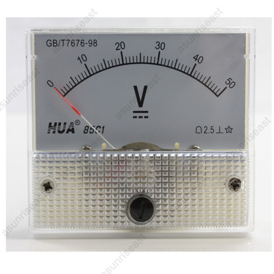 1 × DC 50V Analog Panel Volt Voltage Meter Voltmeter Gauge 85C1 White 0 ...
