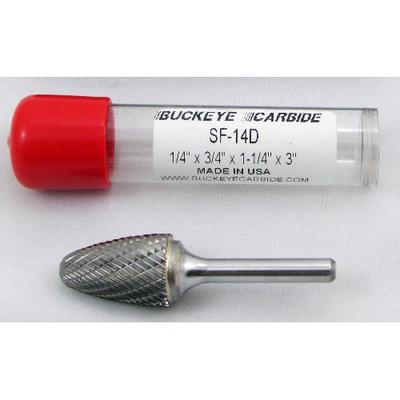 Carbide Burr (SF-14D) Round Nose Tree - Double Cut - 1/4 x 3/4 x 1 1/4 ...