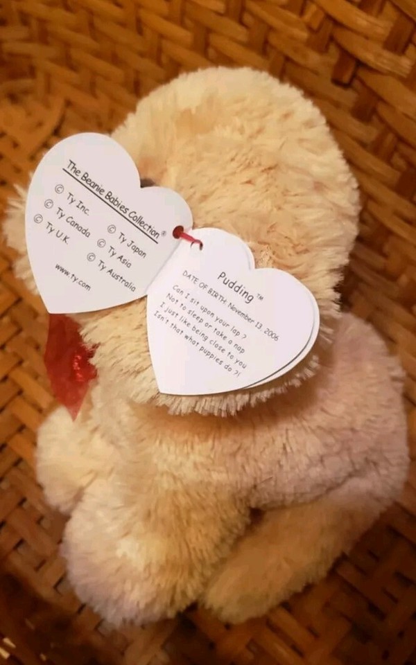 Pudding The Golden Retriever Hard To Find Ty Beanie Baby Plush Toy ...