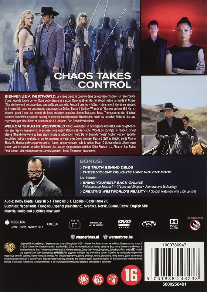 Westworld - Seizoen 2 (DVD) Ed Harris Evan Rachel Wood Jeffrey Wright ...