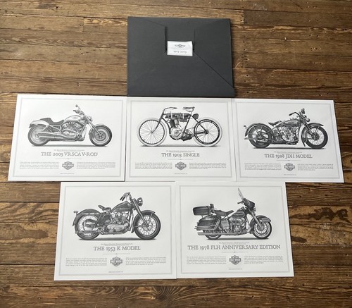 5PC HARLEY DAVIDSON 100 YEAR ANNIVERSARY COLLECTIBLE PRINT SET 1903 ...