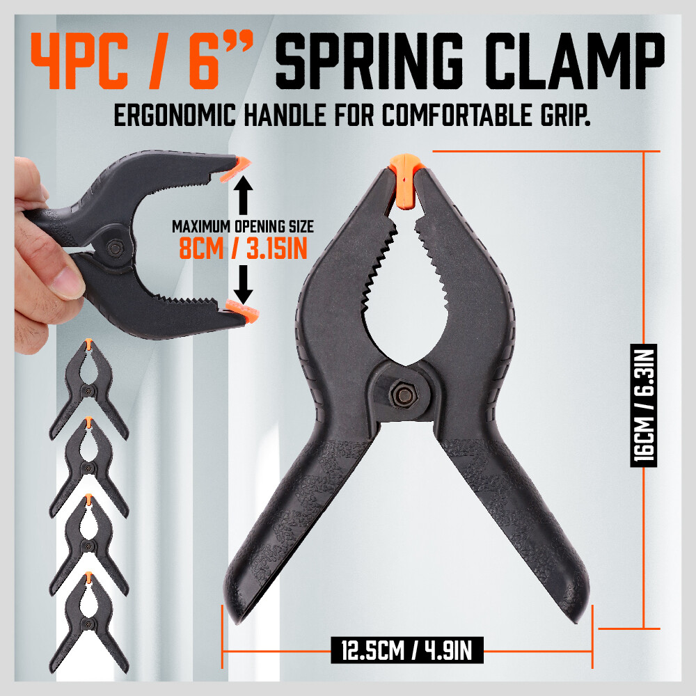 12Pc Hard Plastic Spring Clamps Set Quick DIY Tools Grip Clips Nylon ...