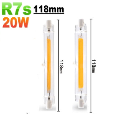 R7S LED 20W Spotlight 118mm Dimmable COB Bulb Glass Tube Replace ...