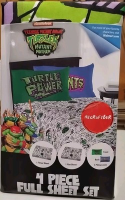 TMNT MUTANT MAYHEM 4pc Full Sheet Set! 1 Fitted, 1 Flat Sheet & 2 ...