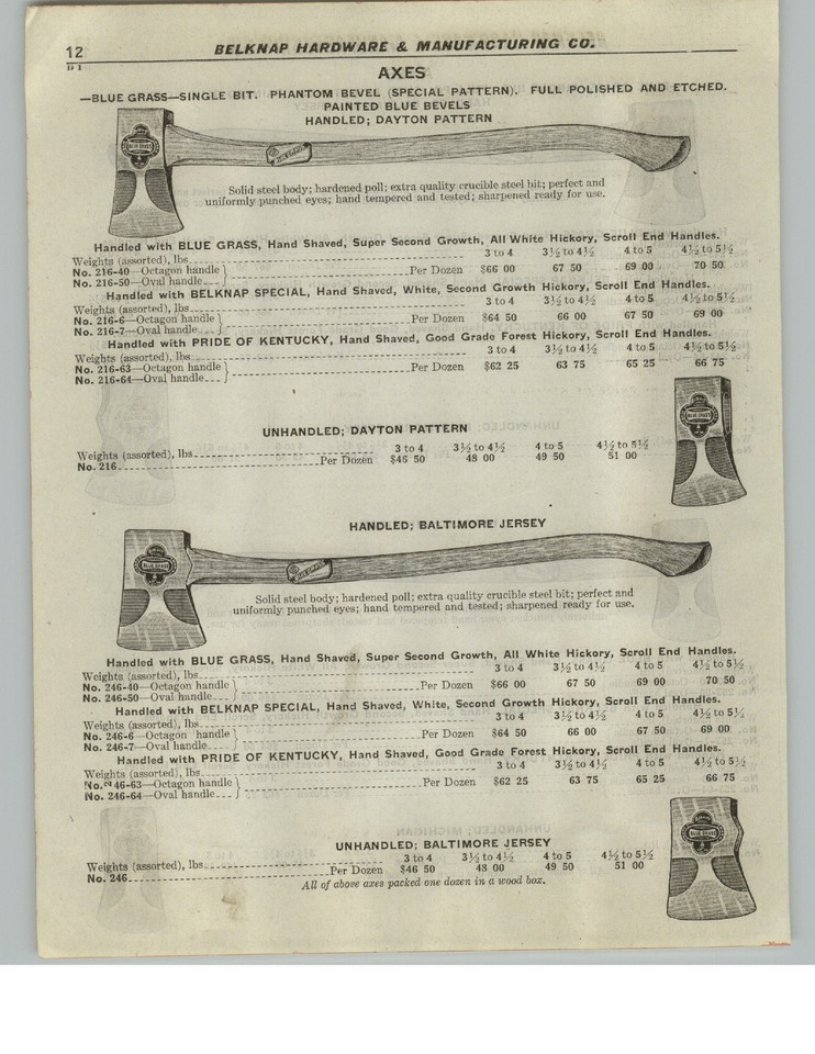 1922 PAPER AD Blue Grass Axe Axes Baltimore Dayton Pattern Painted ...