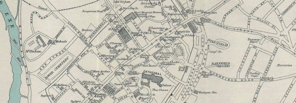 EXETER vintage tourist city town plan. Devon. WARD LOCK 1935 old ...
