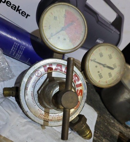HARRIS 92-15! Gas Dual Pressure Gauge Regulator Good Shape Weld ...