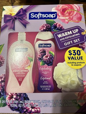 Softsoap Pink Rose & Sweet Vanilla BlackBerry Sugar Exfoliant Gift Set ...