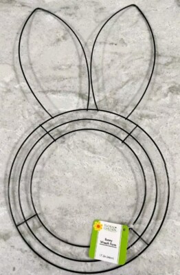 2 Floral Garden EASTER BUNNY RABBIT METAL WIRE WREATH frame form head ...