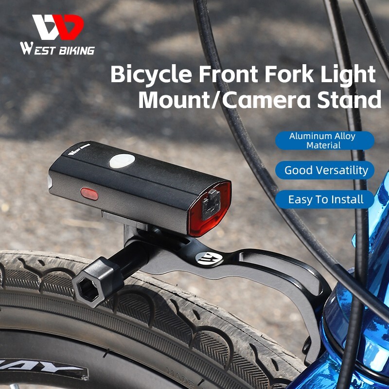 WEST BIKING Aluminum Alloy Bike Front Fork Light Mount Camera Stand ...