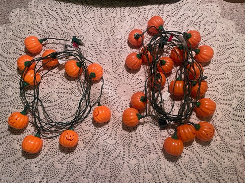 Vintage Halloween Blow Mold Jock-O-Lantern String Lights, Set of 2, 10 ...