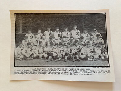 San Francisco Seals Paul Waner Sam Agne Red Shea 1923 Baseball Team 4X6 ...